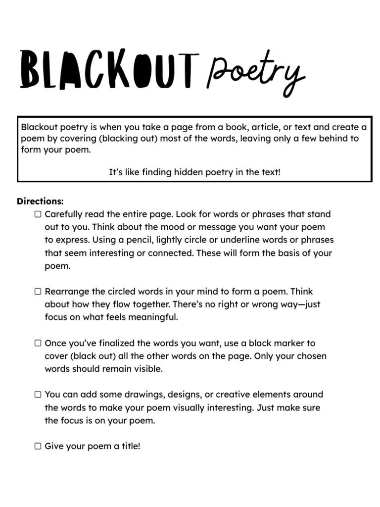 How to Create Blackout Poetry | PDF