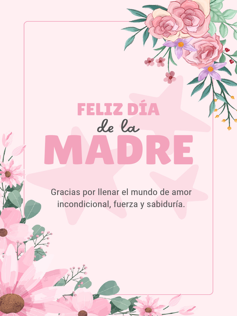 Tarjeta Vertical Feliz Día de La Madre Sencilla Flora Rosa - 20250410 ...