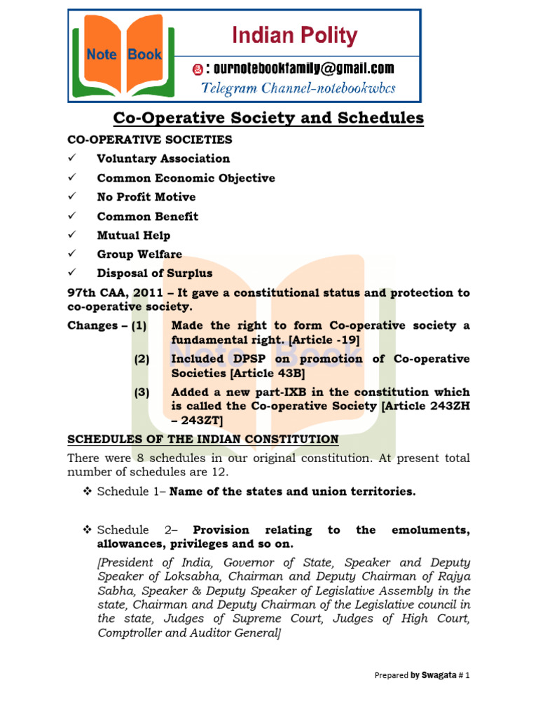 Preamble Full Co-Operative Society and Schedules | PDF | Government ...