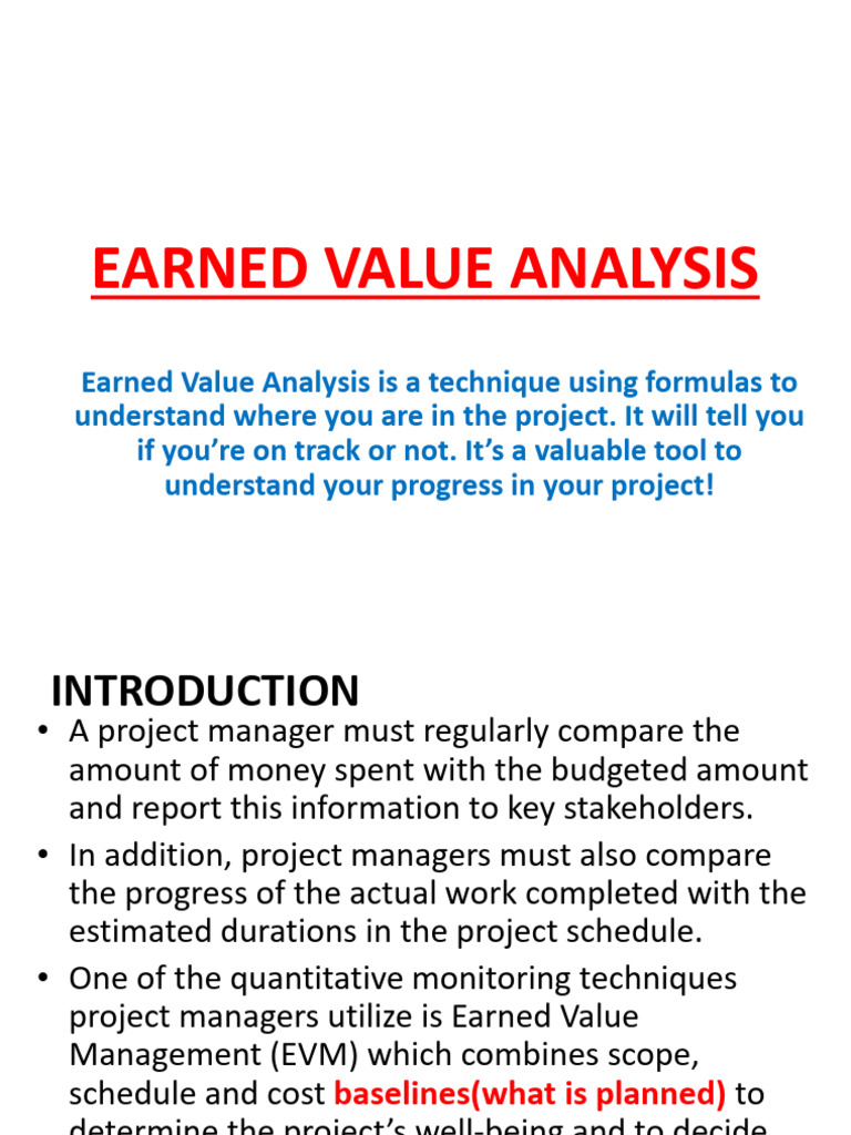 Earned Value Analysis Pdf Business