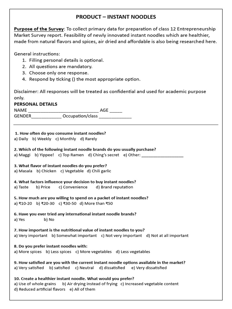 Ep market survey questionnaire new | PDF