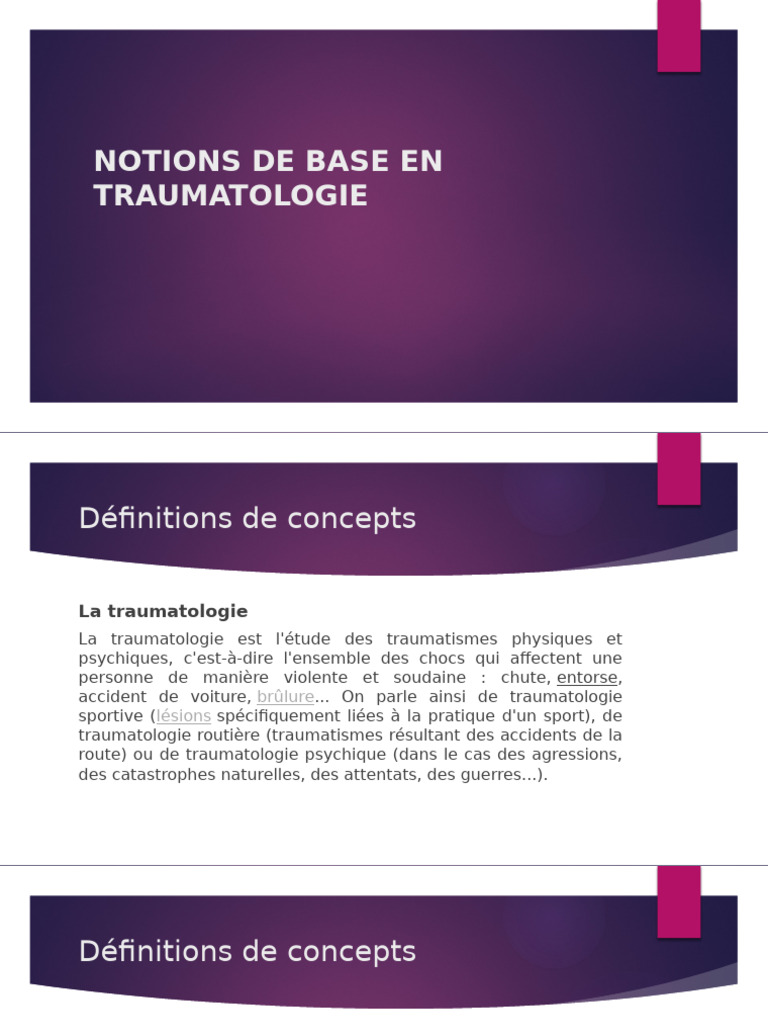 Notions de Base en Traumatologie | PDF | Douleur | Os