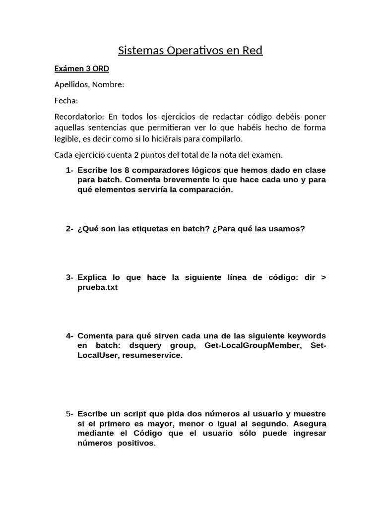 Exámen SOR 3 alumno ORD | PDF