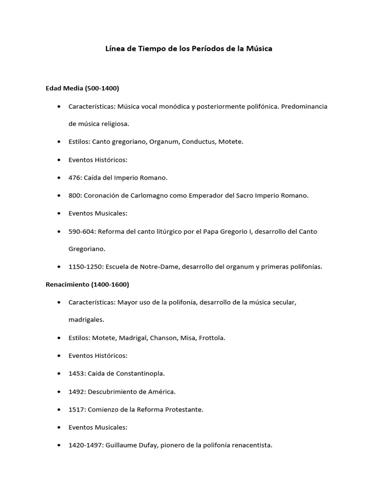 Línea de Tiempo de Los Períodos de La Música | PDF | Sinfonía | Ludwig ...