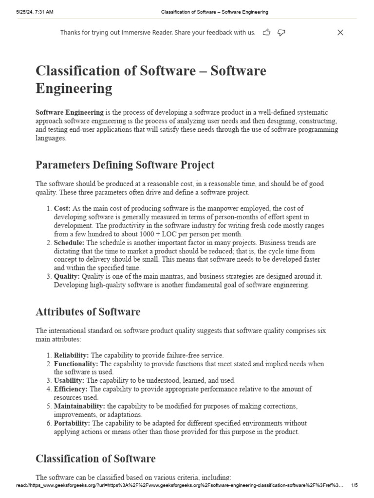 3.classification of Software - Software Engineering | PDF | Software ...