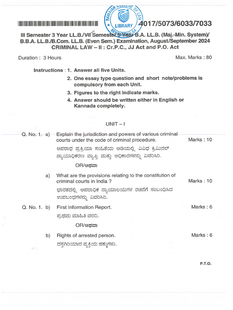 7th Sem Criminal Law-II Augt - Sept 2024 New | PDF