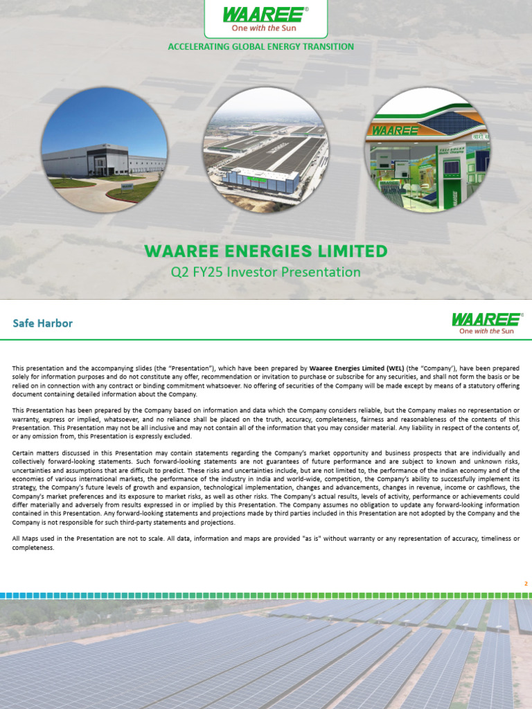 Waaree Energies Q2 FY25 Investor Update | PDF | Expense | Solar Power