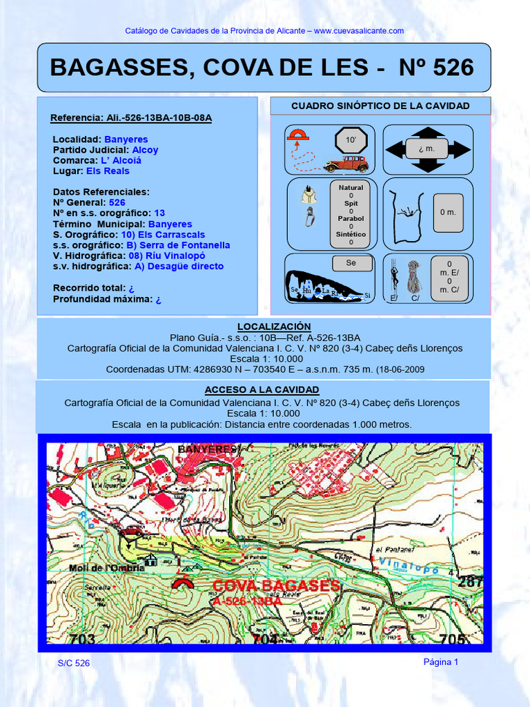 Acceso y Datos de la Cova de les Bagasses | PDF | Datos geográficos e ...