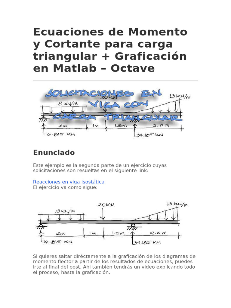Momentos y Cortantes en Carga Triangular | PDF | Ecuaciones | Triángulo