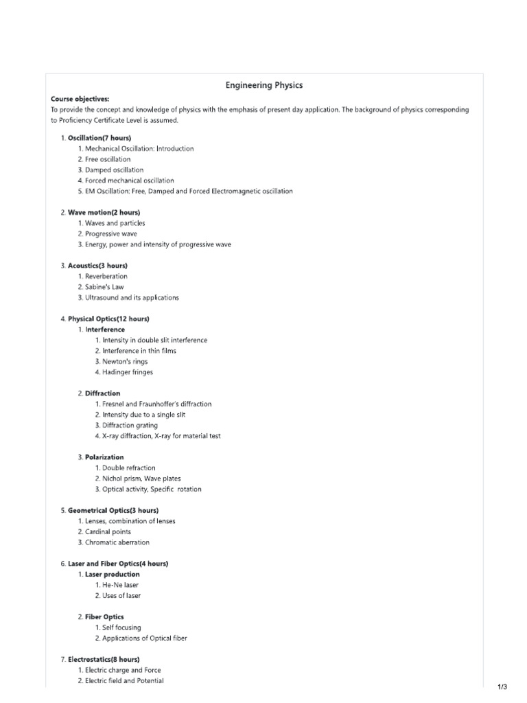 Engineering Physics Syllabus | PDF