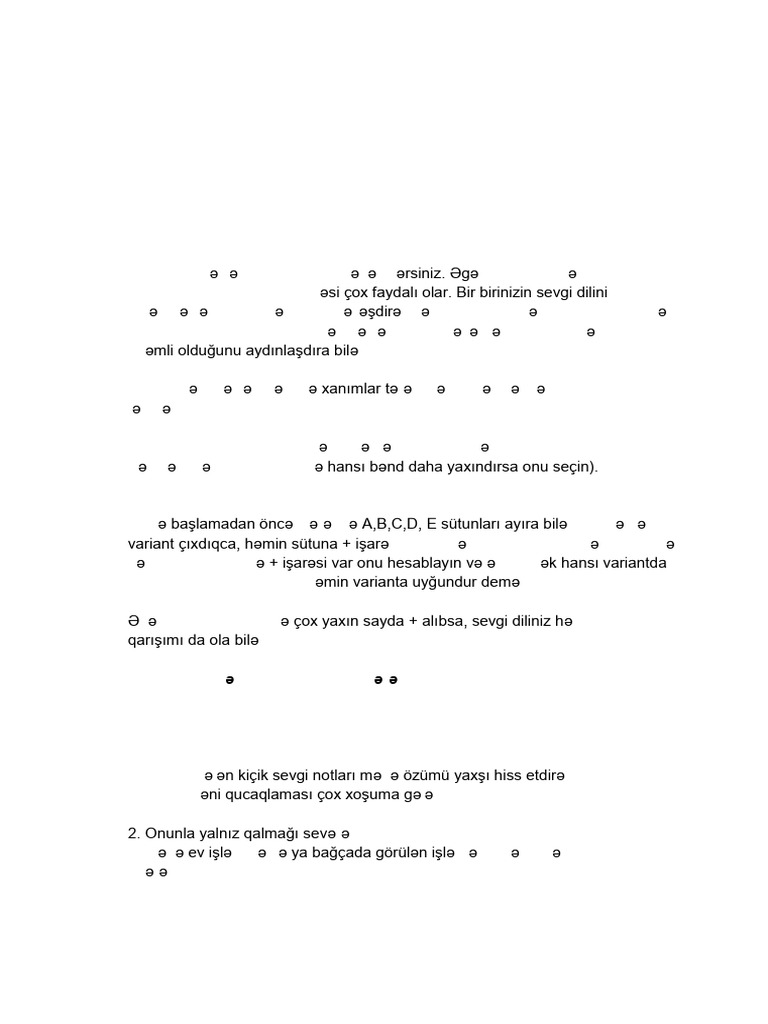 Sevgi Dili Testi 1234 Orginal | PDF