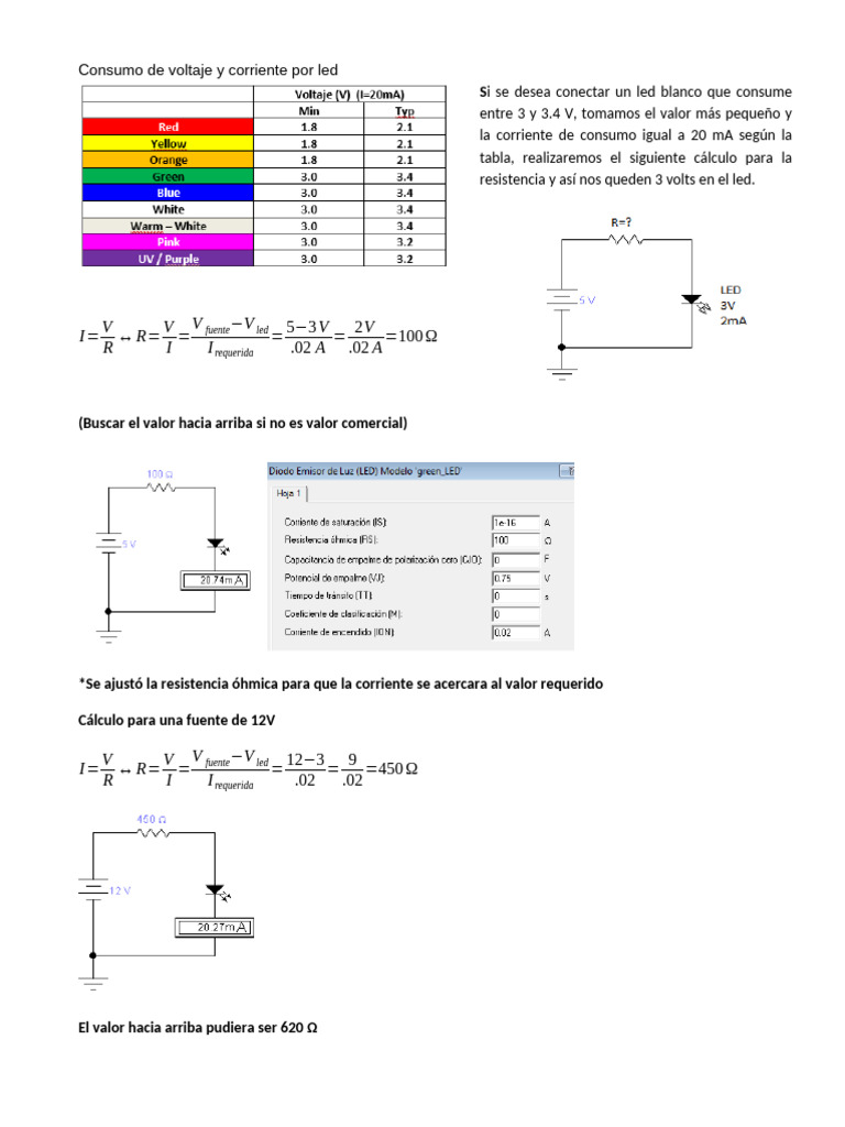 Calculo Resistencia Led 3 | PDF | Diodo emisor de luz | Ingeniería ...
