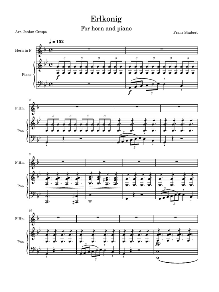 Erlknig D.328 Franz Schubert Erlkonig For Horn | PDF