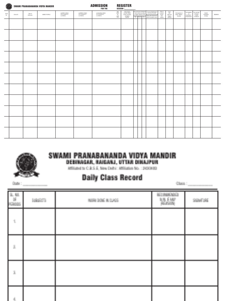 Admission Register for Swami Pranabananda | PDF