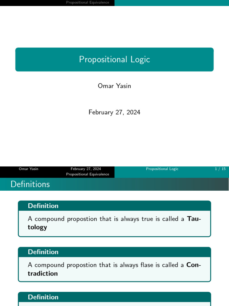 topic-4-propositional-equivalence | PDF | Proposition | Metalogic
