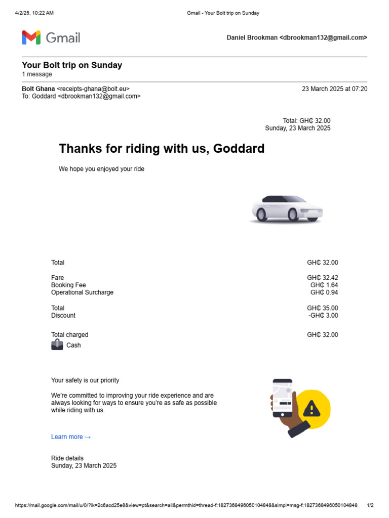 Bolt Trip-Office To Home | PDF