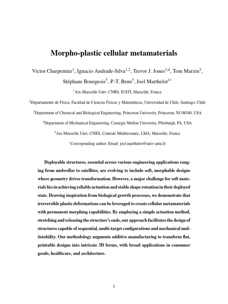 Morpho-Plastic Cellular Metamaterials | PDF | Deformation (Engineering ...