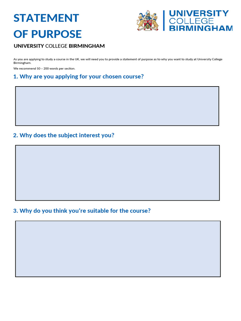 UCB Statement of Purpose Guidelines | PDF