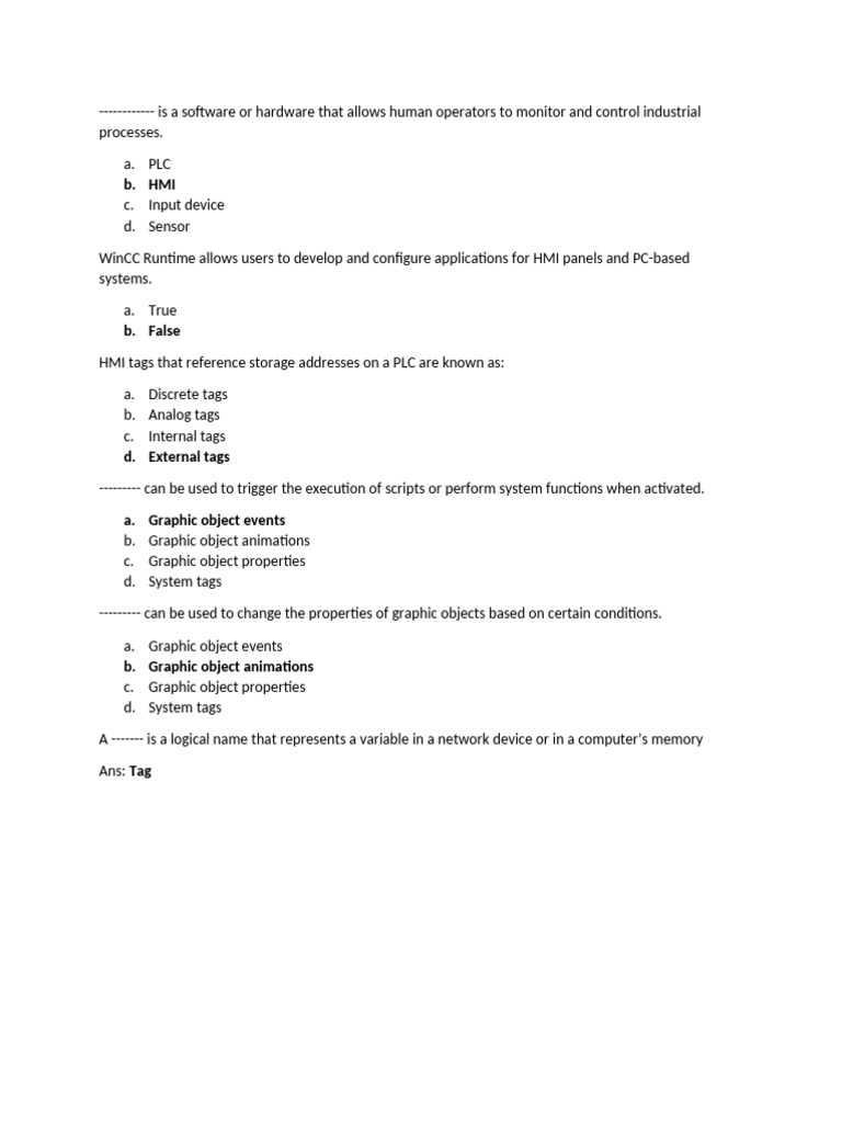 Questions - Wincc Training | PDF