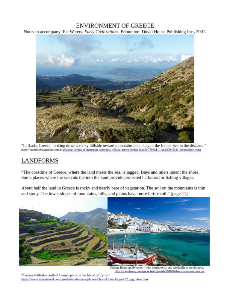 Greece's Diverse Environment Overview | PDF | Trees | Coast