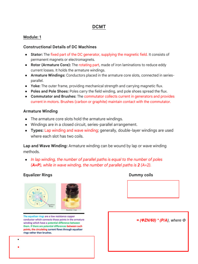 Construction and Operation of DC Machines | PDF | Transformer ...