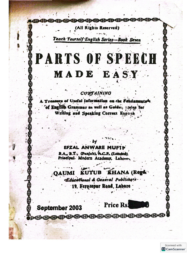 Parts of Speech Book | PDF