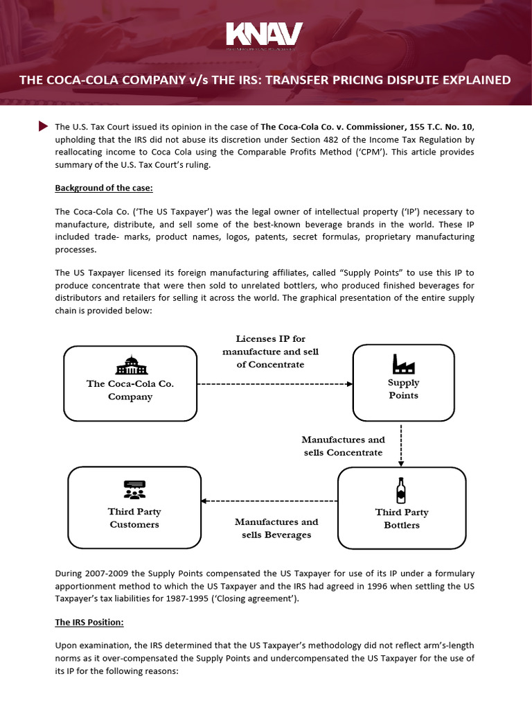 Coca-Cola IRS Transfer Pricing Case Summary | PDF | Intangible Asset ...