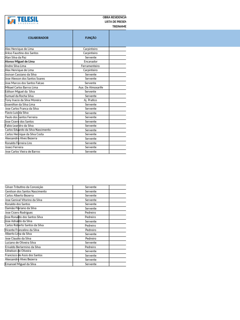 Lista de Presença Treinamento NR35 | PDF