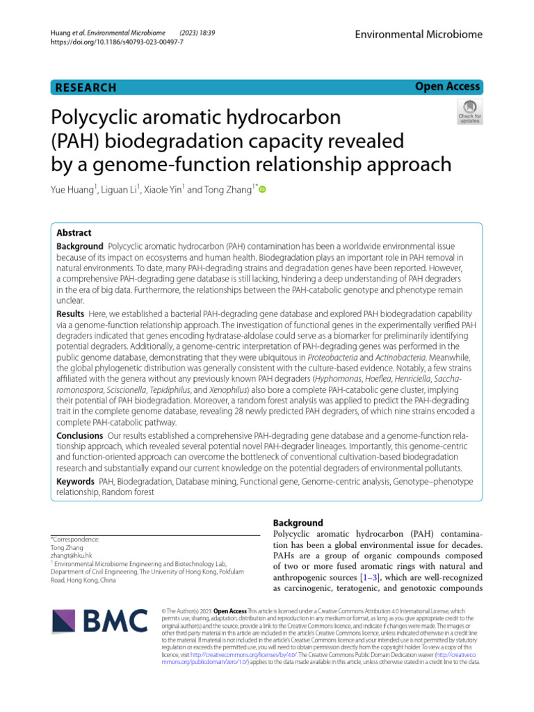 Polycyclic_aromatic_hydrocarbon_PAH_biodegradation | PDF | Polycyclic Aromatic Hydrocarbon | Gene
