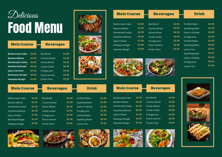 Deserene's Menu: Juices & Salads | PDF | Drink | Carbonated Water