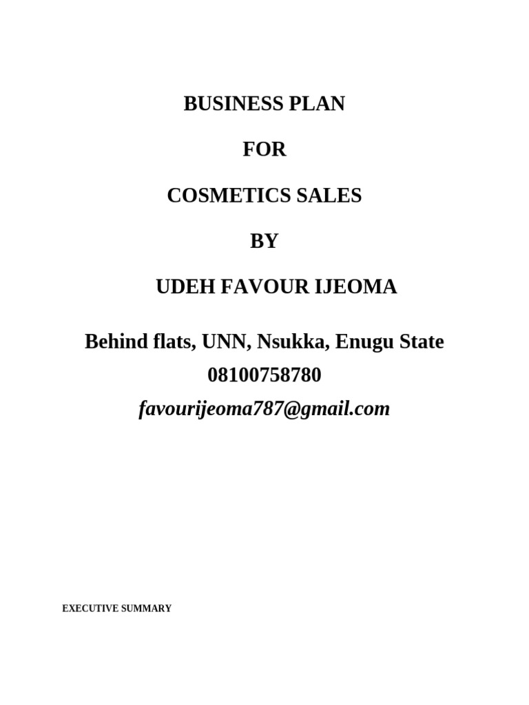 Favy BeautyBliss Cosmetics Business Plan | PDF | Expense | Economies