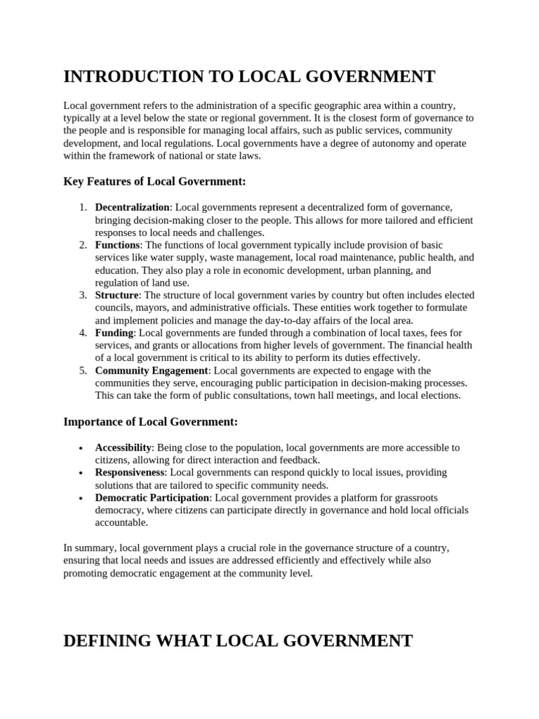 Local Government Outline Review | PDF | Governance | Taxes