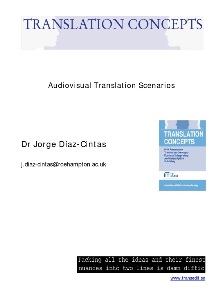AVT - Dossier Audio Visual Translation | PDF | Screenplay | Applied ...