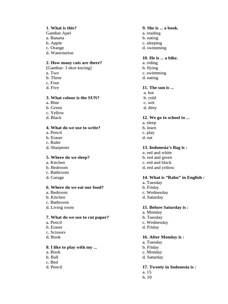 Soal Kelas.2 SMT.1 B.Ingg | PDF