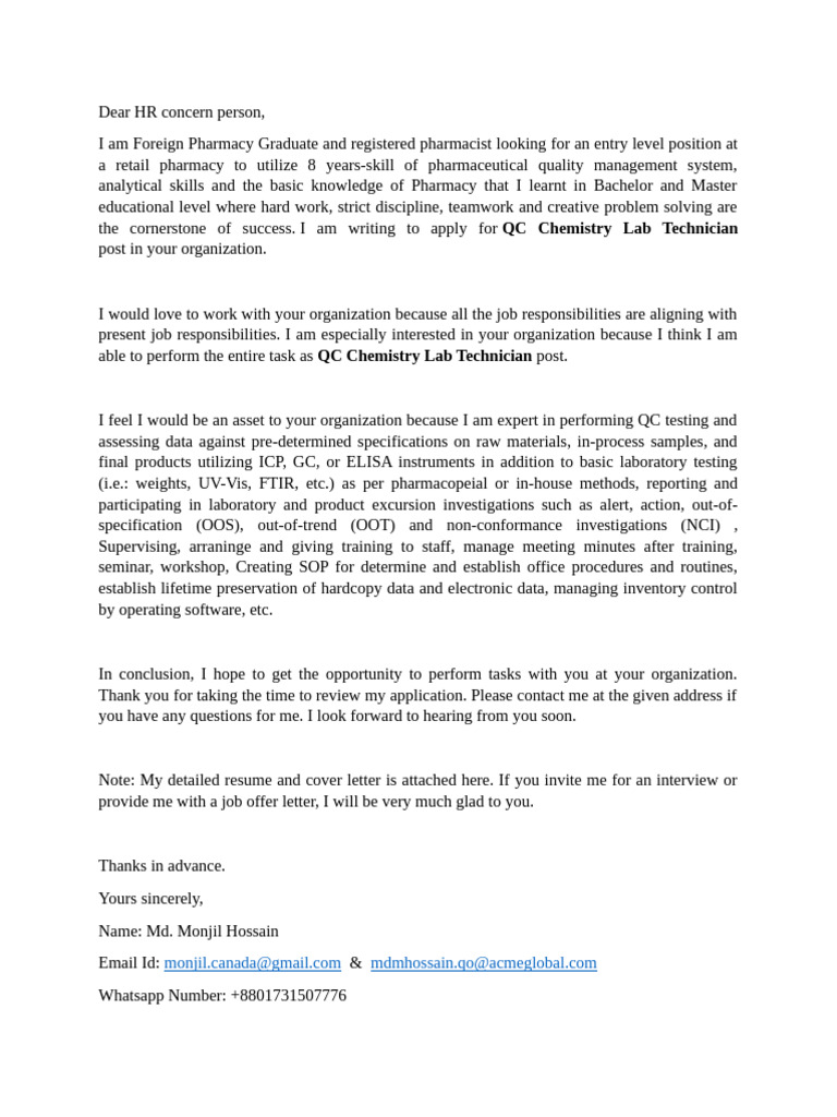 Dear HR Concern Person | PDF