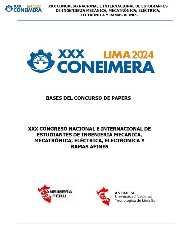 Bases Concurso Papers Coneimera Lima 2024 | PDF | Mecatrónica | Ingeniería