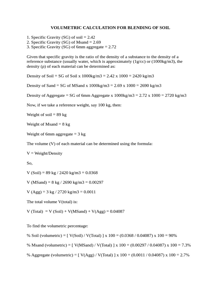 Volumetric Calculation For Blending of Soil | PDF