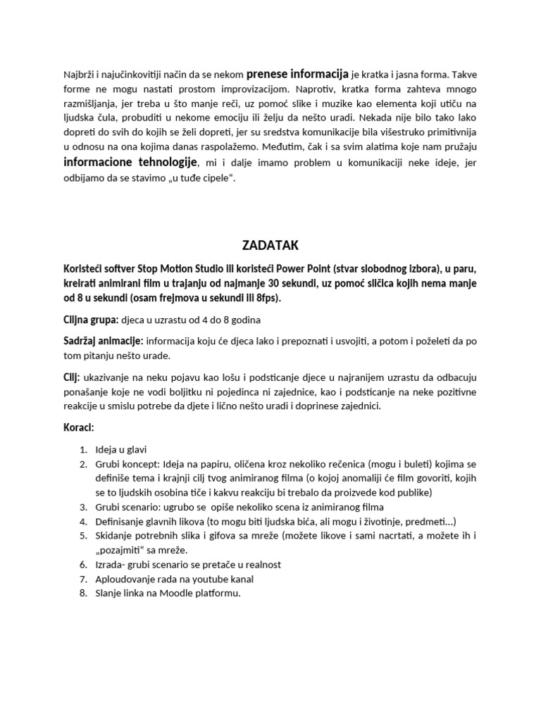 Instrukcije za Ä etvrti projektni rad | PDF