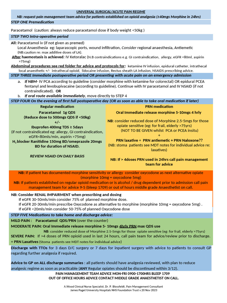 Univeral Acute Pain Guidelines - JPUH | PDF | Morphine | Opioid