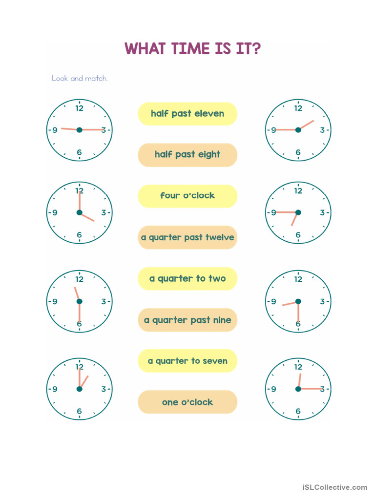 Telling Time (Half Past, A Quarter Past, A Quarter To) | PDF