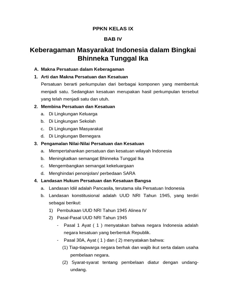 Rangkuman PPKN KELAS IX BAB IV | PDF