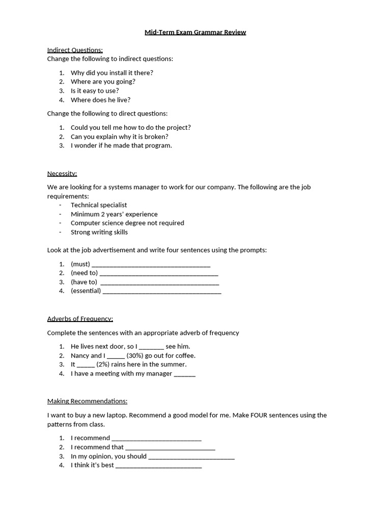 Grammar Review - Comp Eng 2 | PDF