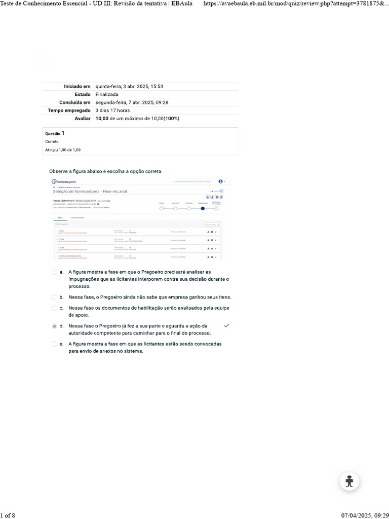 Teste de Conhecimo III NOTA 10 | PDF