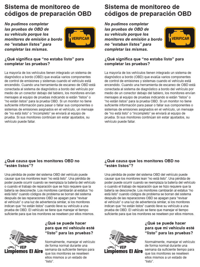 Monitores OBD: ¿Por qué no están listos? | PDF | Informática