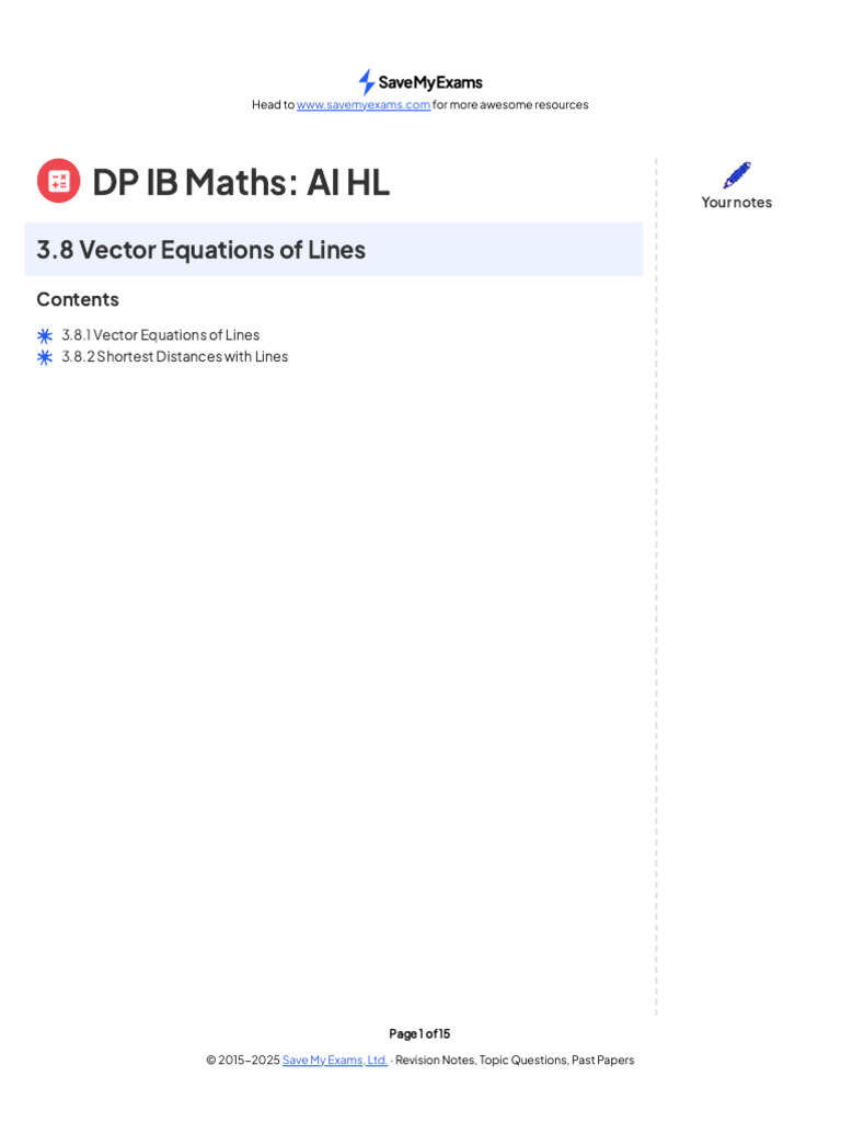 Vector Equations of Lines | PDF | Line (Geometry) | Euclidean Vector