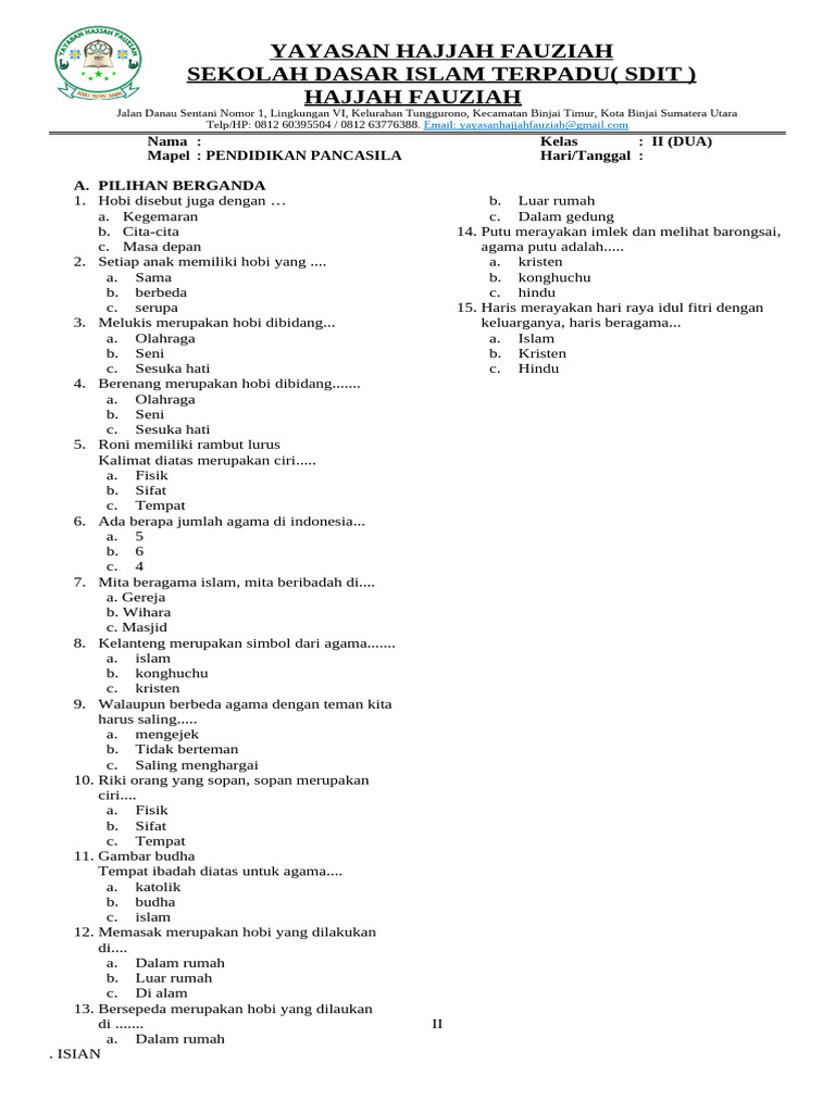 MID PKN KELAS 2 SEM.2. | PDF