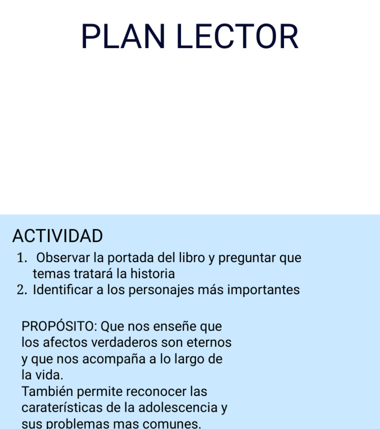 Plan Lector 4to Año | PDF