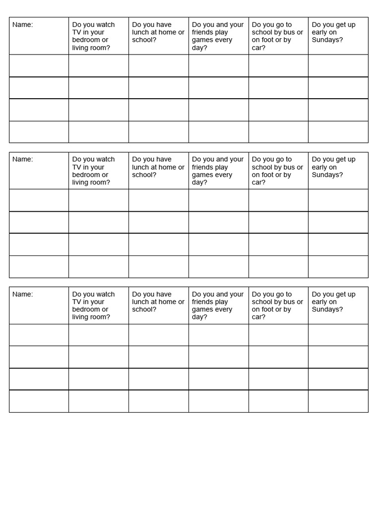 Conversation Survey A1 Kids - Present Simple | PDF