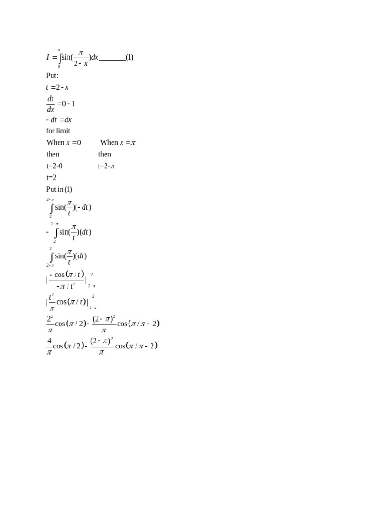Evaluating Definite Integral by Substitution Method | PDF