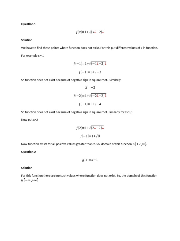 Finding Domains of Functions | PDF